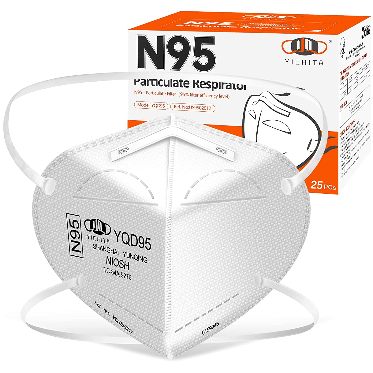 N95 Mask NIOSH Approved 25-Pack, Particulate Respirator N95 Face Masks ...