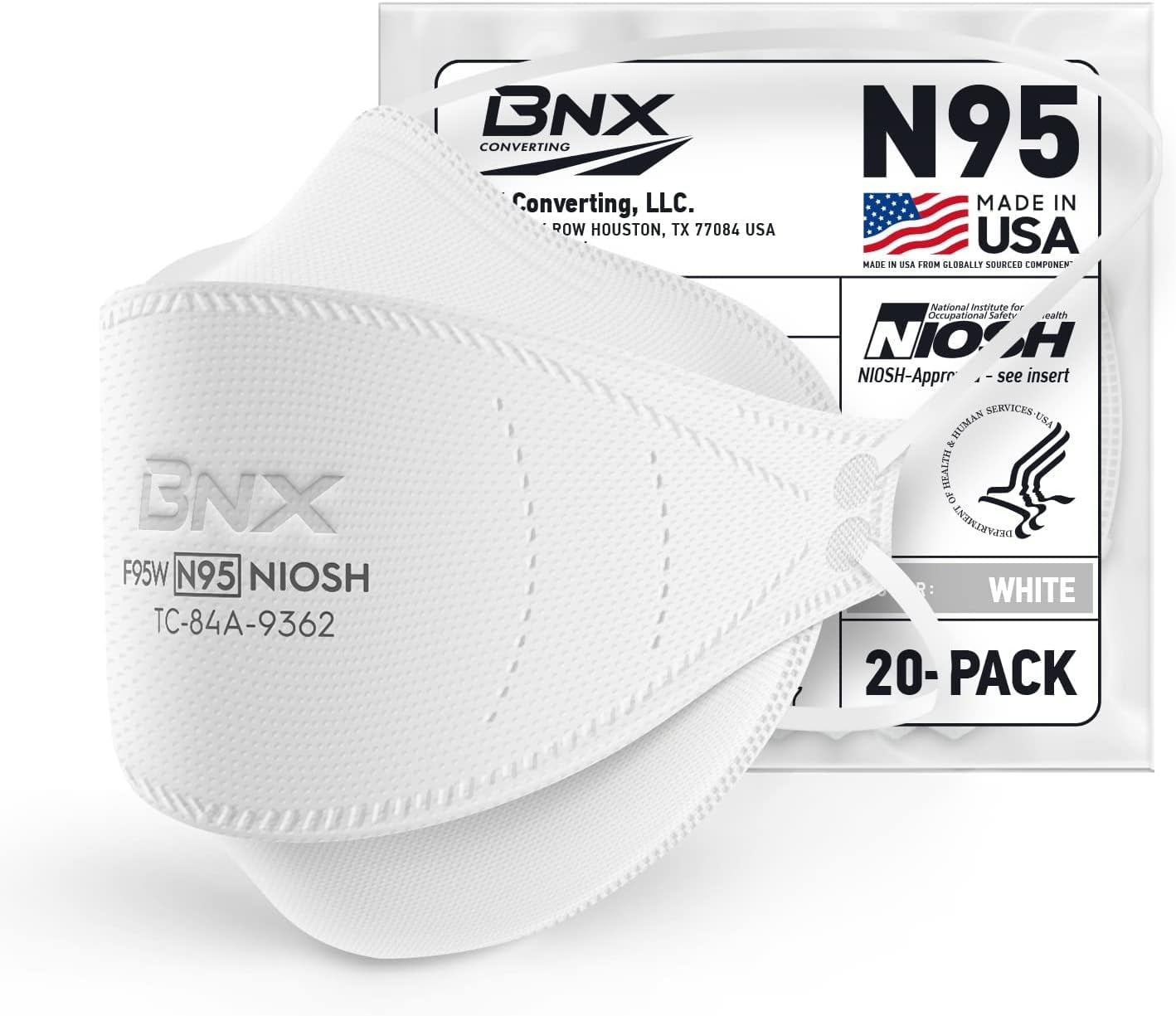 N95 Mask NIOSH Certified MADE IN USA Particulate Respirator Protective ...
