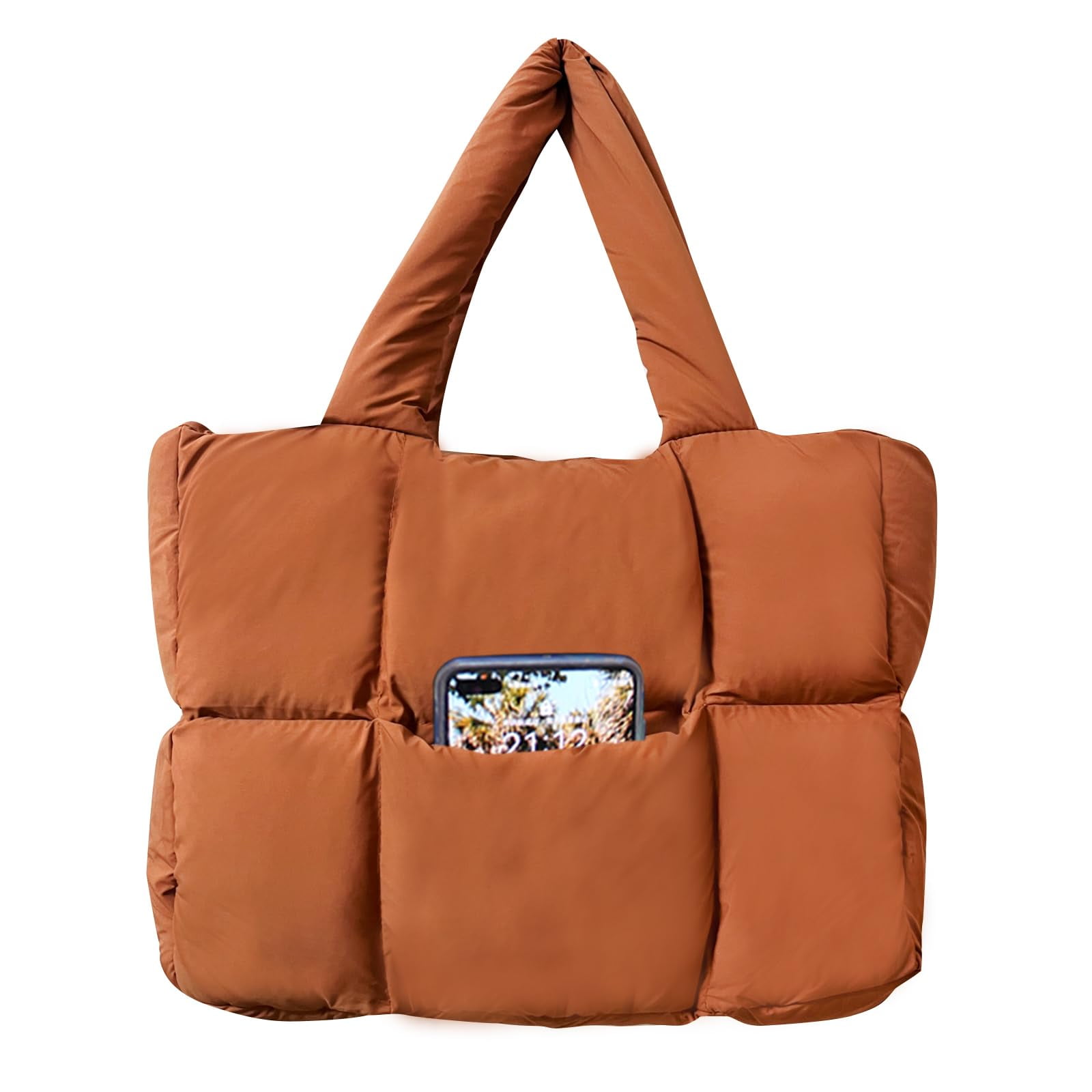 NAARIIAN Light Weight Big Capacity Cotton Padded Handbag Puffer Tote ...