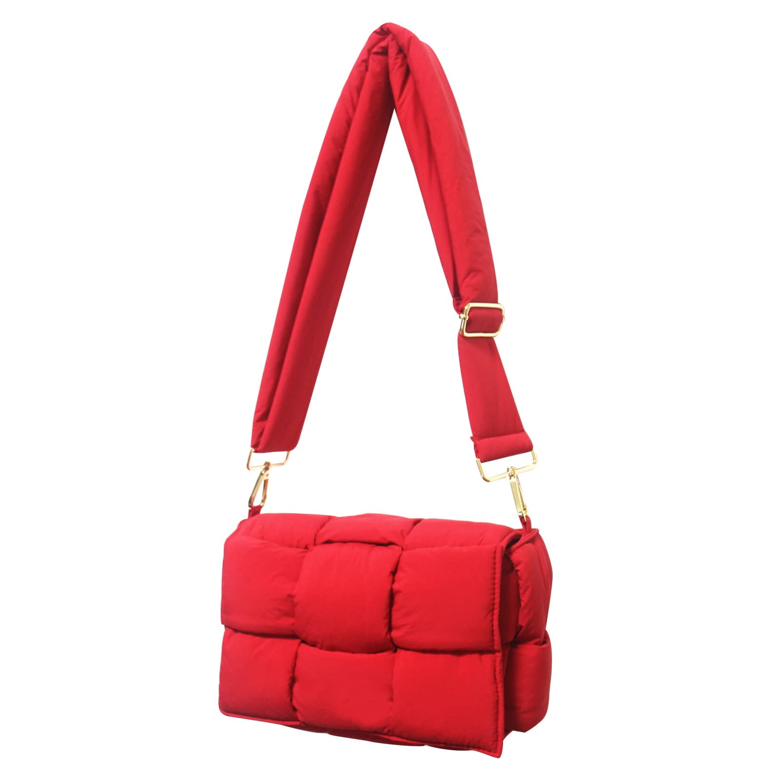 NAARIIAN Light Weight Cotton Padded Handbag Puffer Shoulder Bag(Red ...