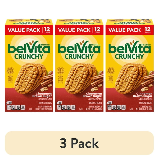 (3 pack) belVita Cinnamon Brown Sugar Breakfast Biscuits, Value Pack ...