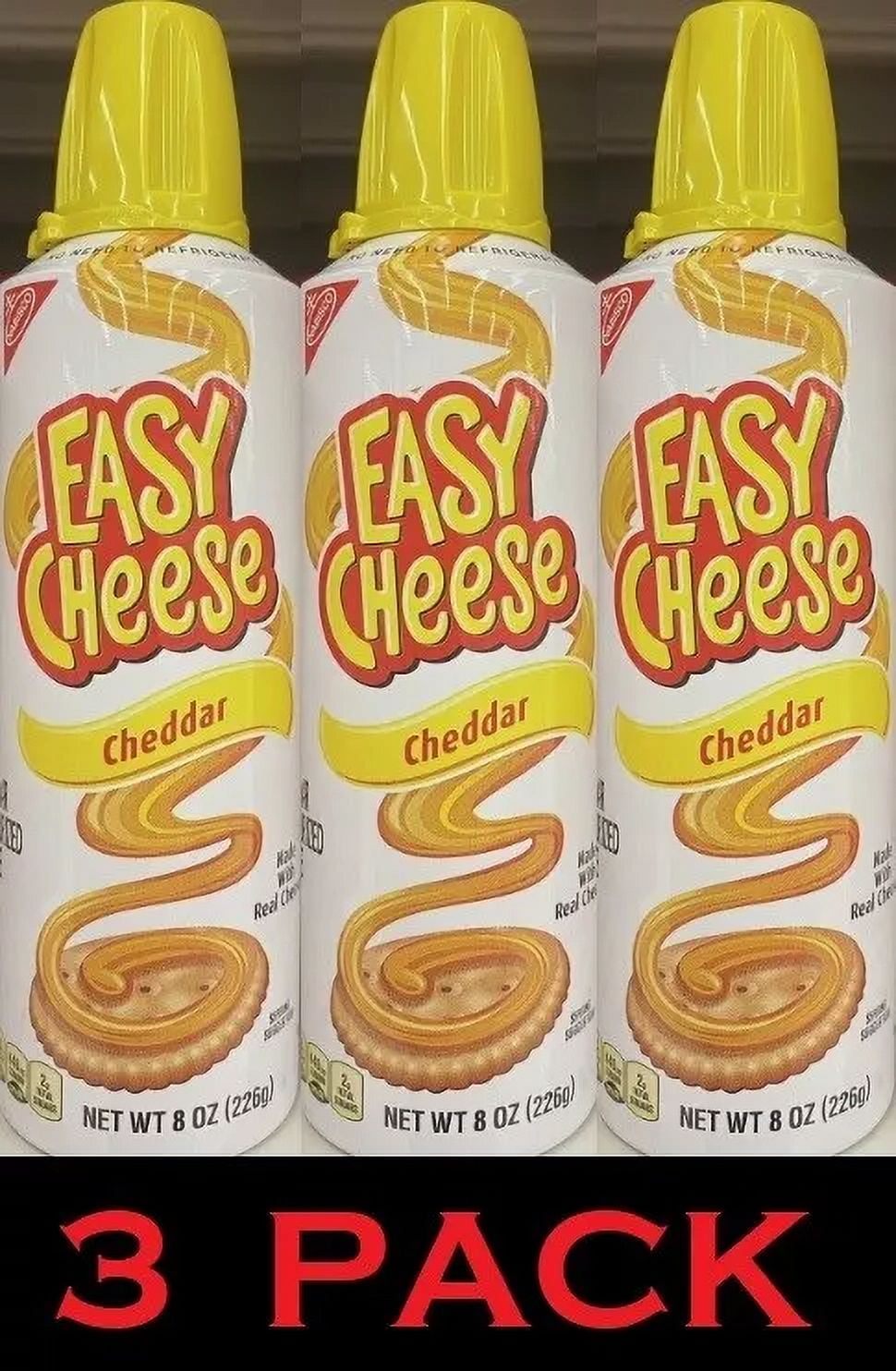 NABISCO Easy Cheese CHEDDAR Flavor Pasteurized Cheese Squeeze Can 8 oz ...