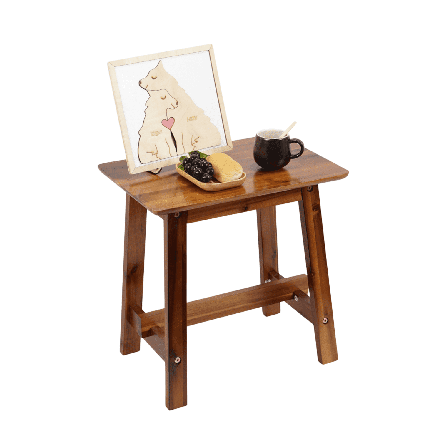 NABYTOK 17" Stool Rectangle 100% Acacia Wood, Backless, Easy Assembly ...