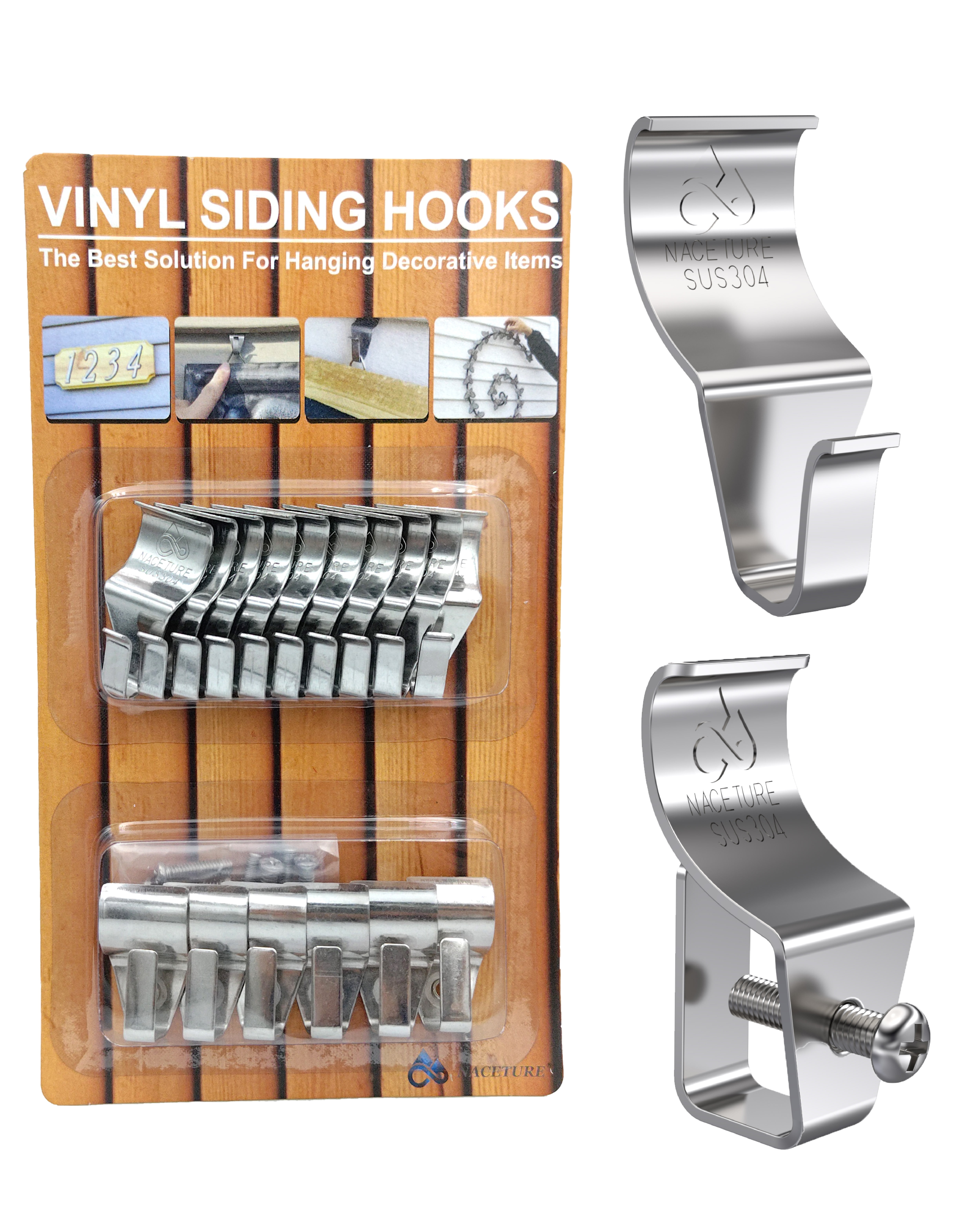 NACETURE Vinyl Siding Hooks 10 Pack add Vinyl Siding Screws Clips Hook ...
