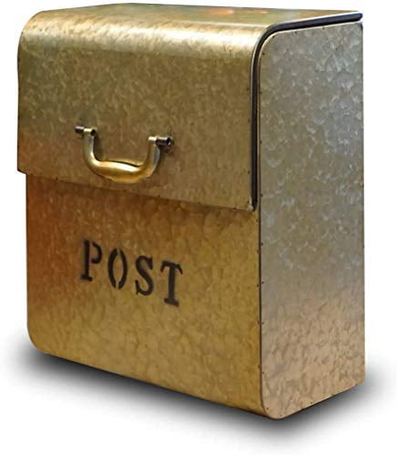 NACH Large Wall Mount Mailbox, Rust Resilient Metallic Gold, Powder ...