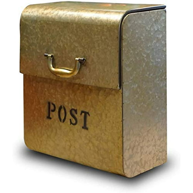 NACH Large Wall Mount Mailbox, Rust Resilient Metallic Gold, Powder ...