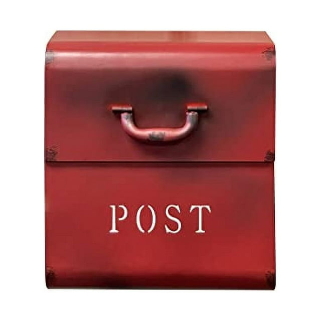 NACH CJ Large Outdoor Metal Mailbox, Rustic Red, Wall Mount, 12.6 x 7.5 ...