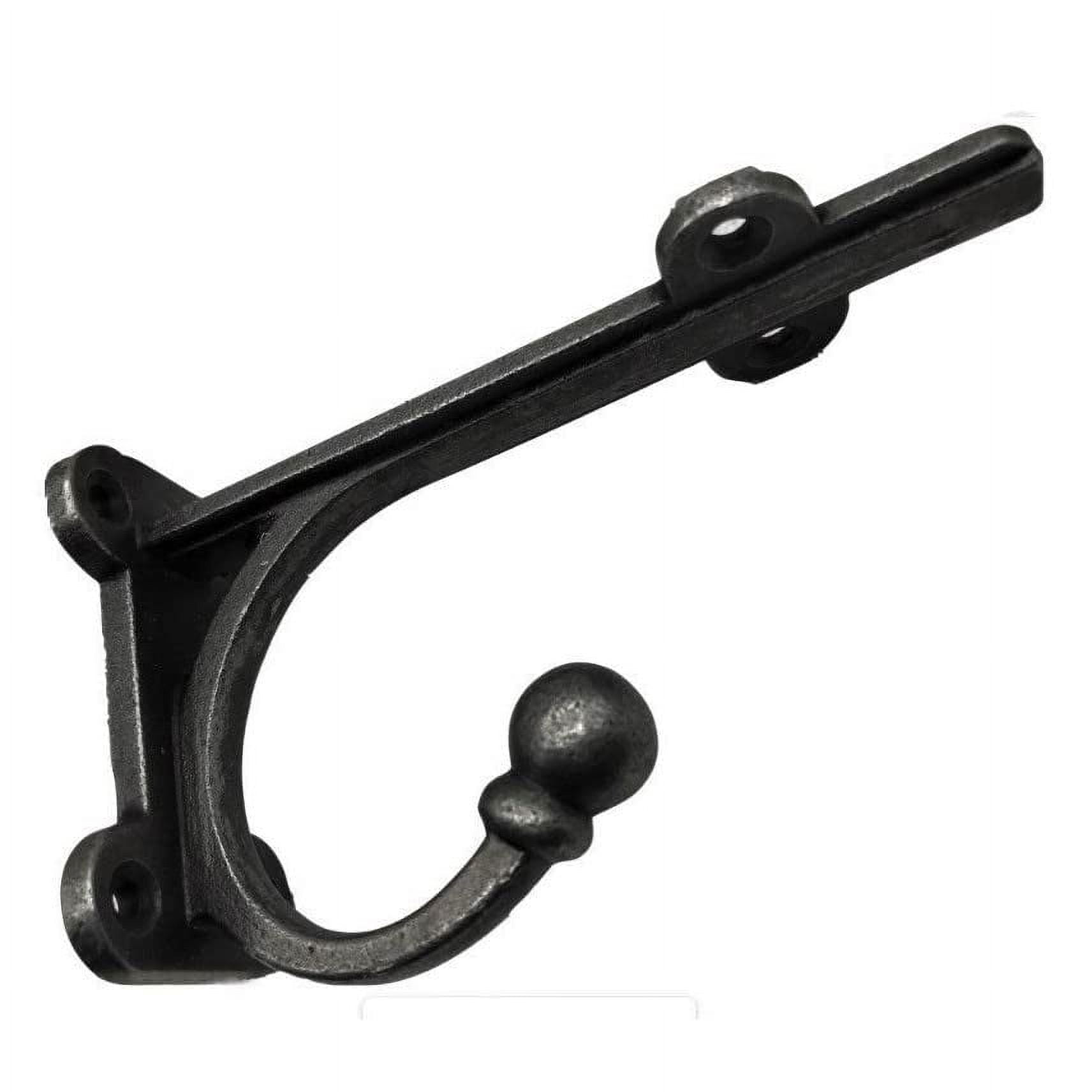 NACH Cast Iron Wall Mount Matte Black Floating Shelf Bracket With Hook ...
