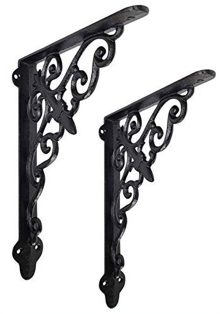 NACH Classic Decorative Black Shelf Bracket, Wall Mount Brackets (Pack ...