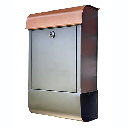 NACH Dominion Modern Lockable Mailbox With Built-in Newspaper Holder ...