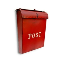 Architectural Mailboxes® White Georgetown Post Mount Mailbox with Red ...