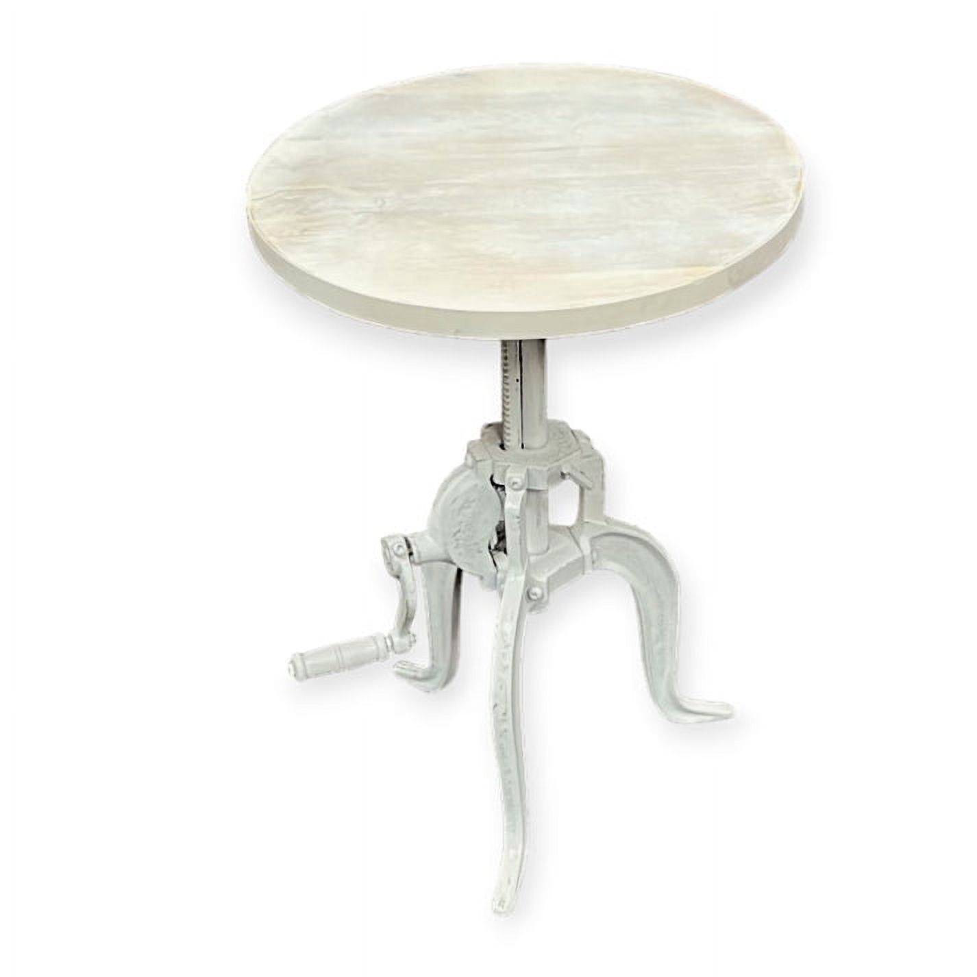 NACH Mango Wood/Cast Iron Crank Side Table, Antique White, 18"x18"x18 ...