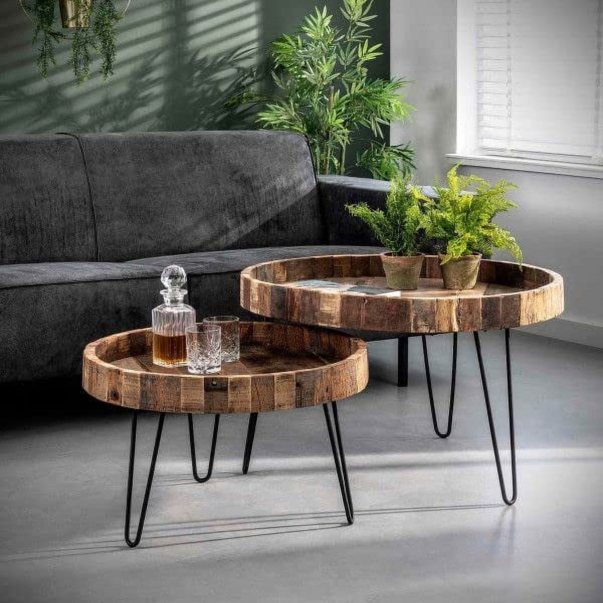 NACH Nesting Coffee Table Set, Reclaimed Wood (FS-3001) - Walmart.com