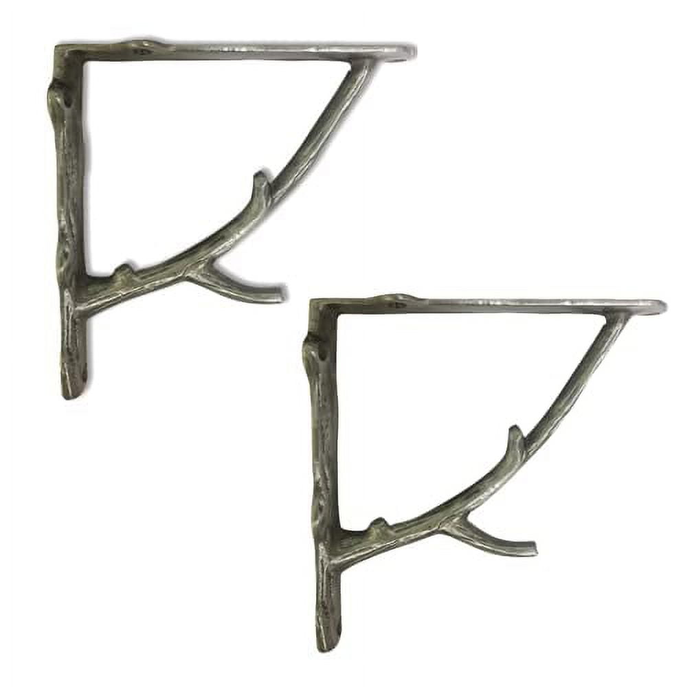 NACH Rustic Branch Shelf Bracket, Wall Mount Shelving Brackets (2 Pack ...