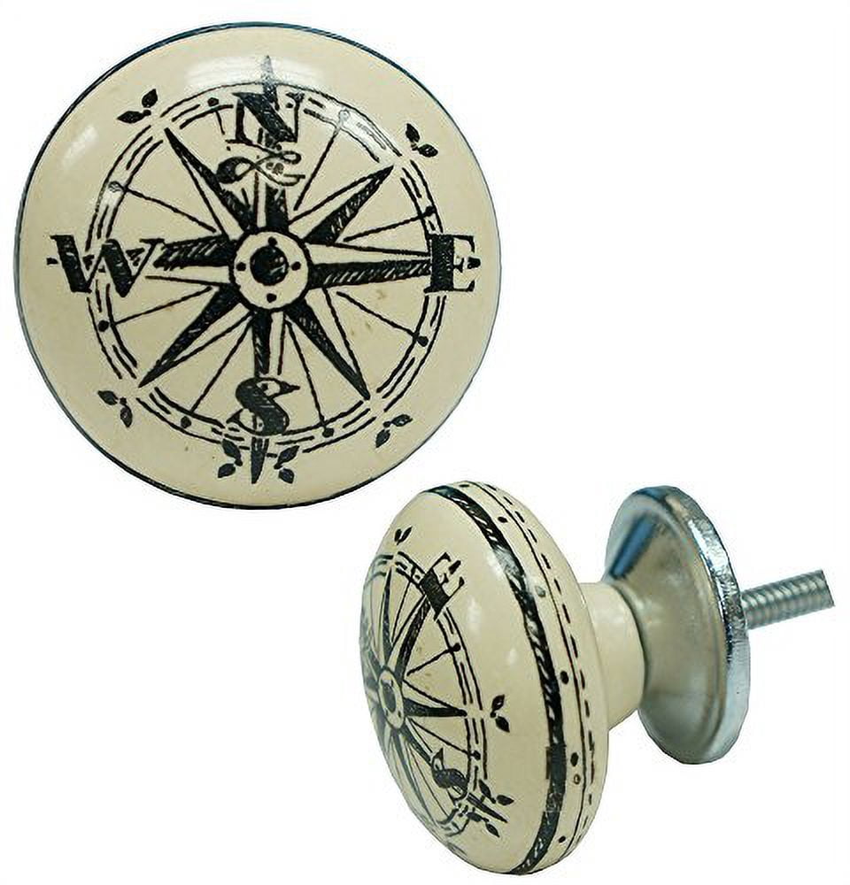 NACH ve-3281 Compass Ball Knob, Ceramic, Black/White, 1.5", 10 Piece ...