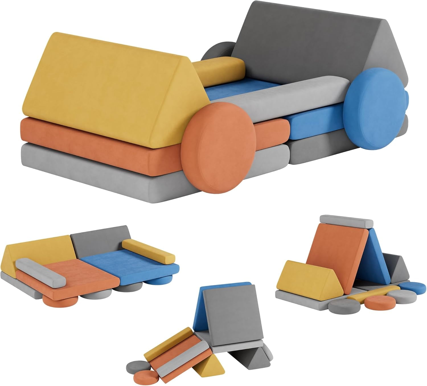 NACHES 12pcs Modular Kids Play Couch Convertible Kids Sofa Toddler ...