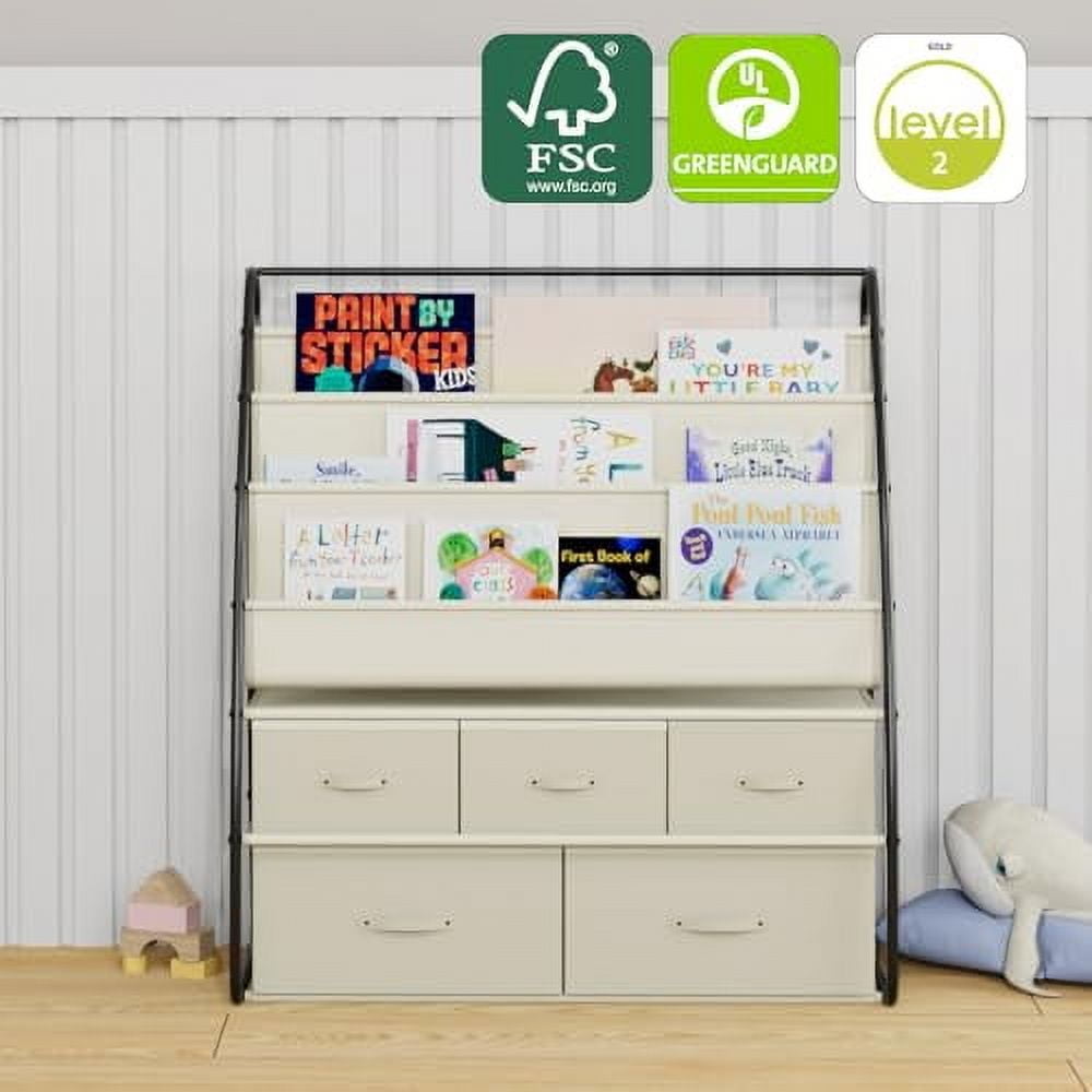 NACHES Kids Bookshelf with Drawers, Metal Children’s Bookcases with 5 ...