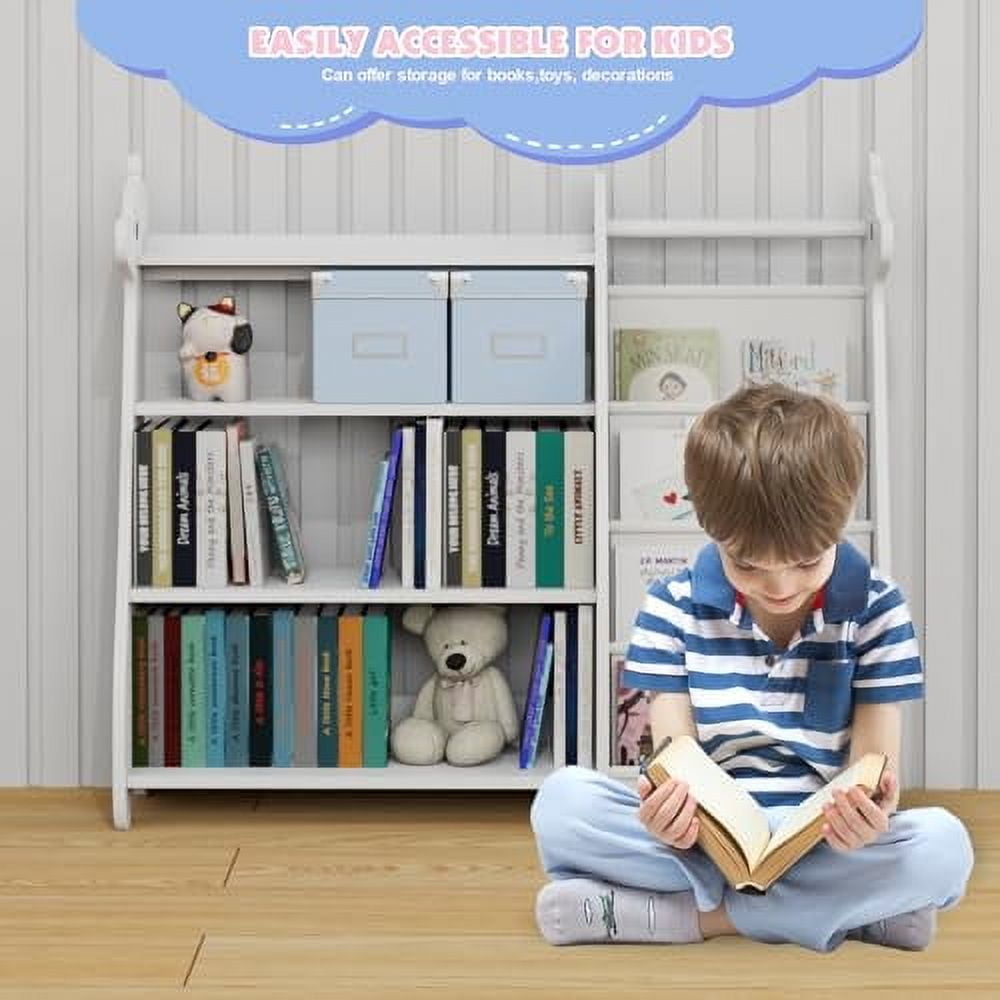 NACHES Kids Bookshelf and Toy Storage Organizer, Deer Shape Toddler ...