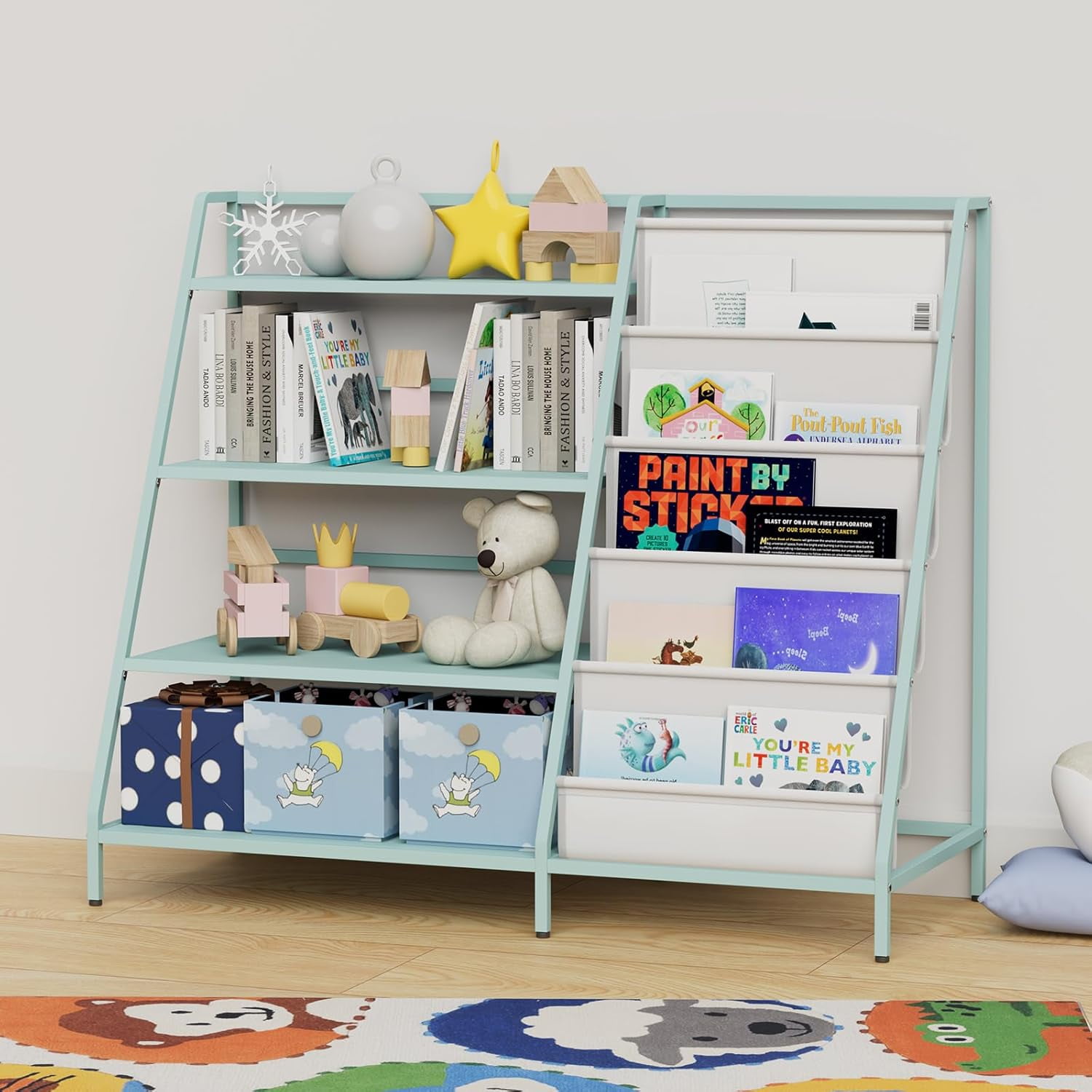 NACHES Kids Bookshelf and Toys Storage Organizer Children Bookcase ...