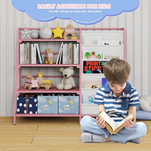 NACHES Metal Kid Bookshelf Toy Storage Organizer Montessori Baby ...