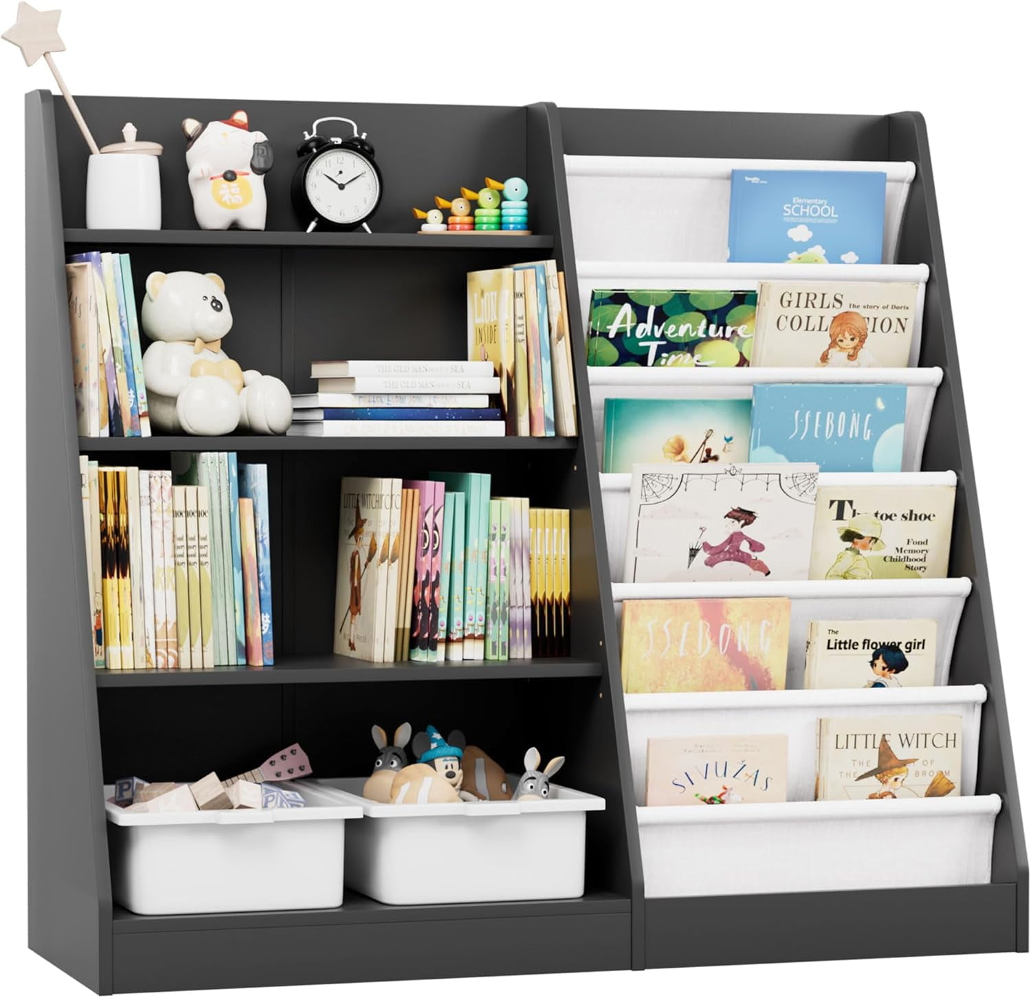 NACHES Montessori Kid Bookshelf Toddler Bookcase Cabinet Children Book ...