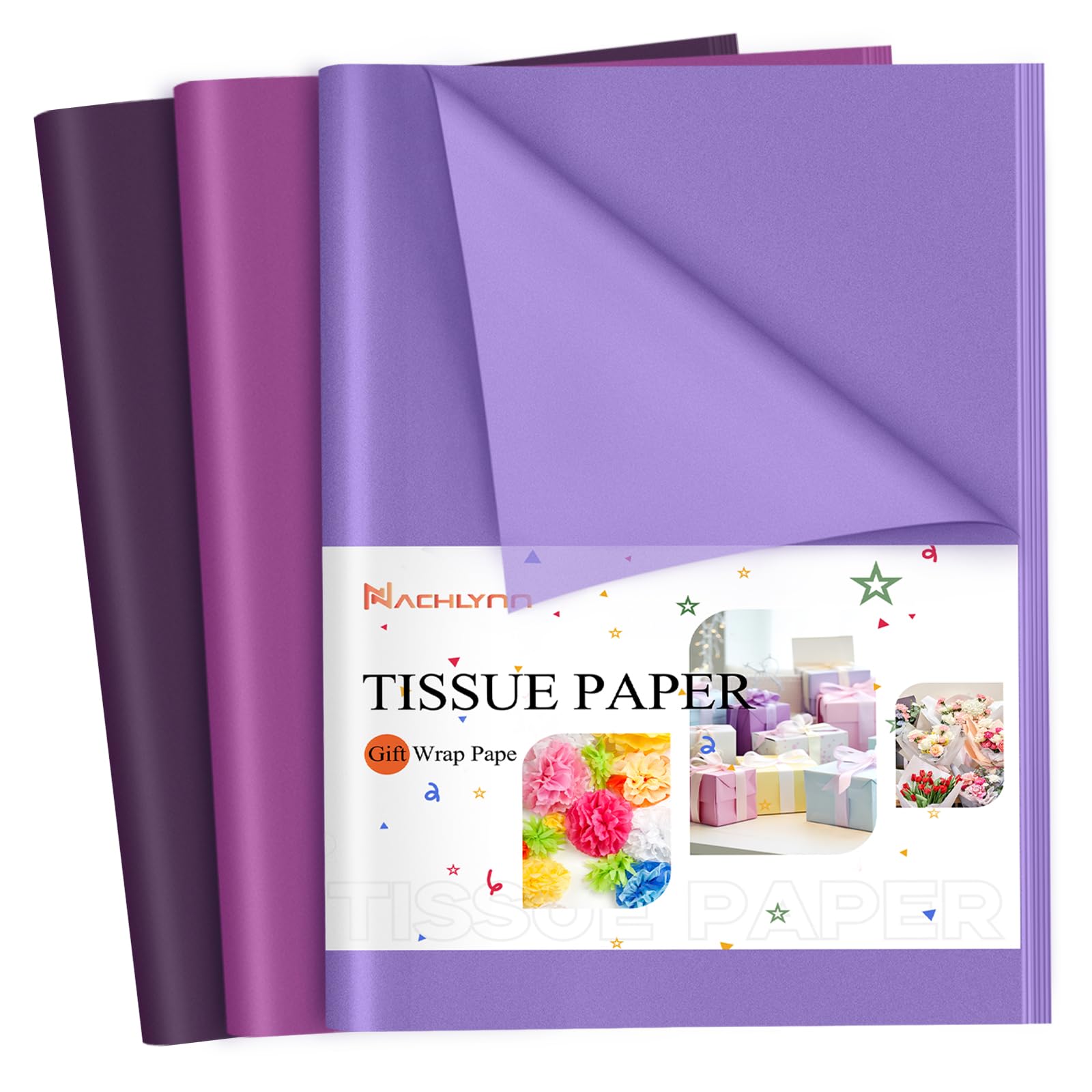 NACHLYNN 60 Sheets Purple Tissue Paper Bulk 14 x 20 inch Art Paper ...