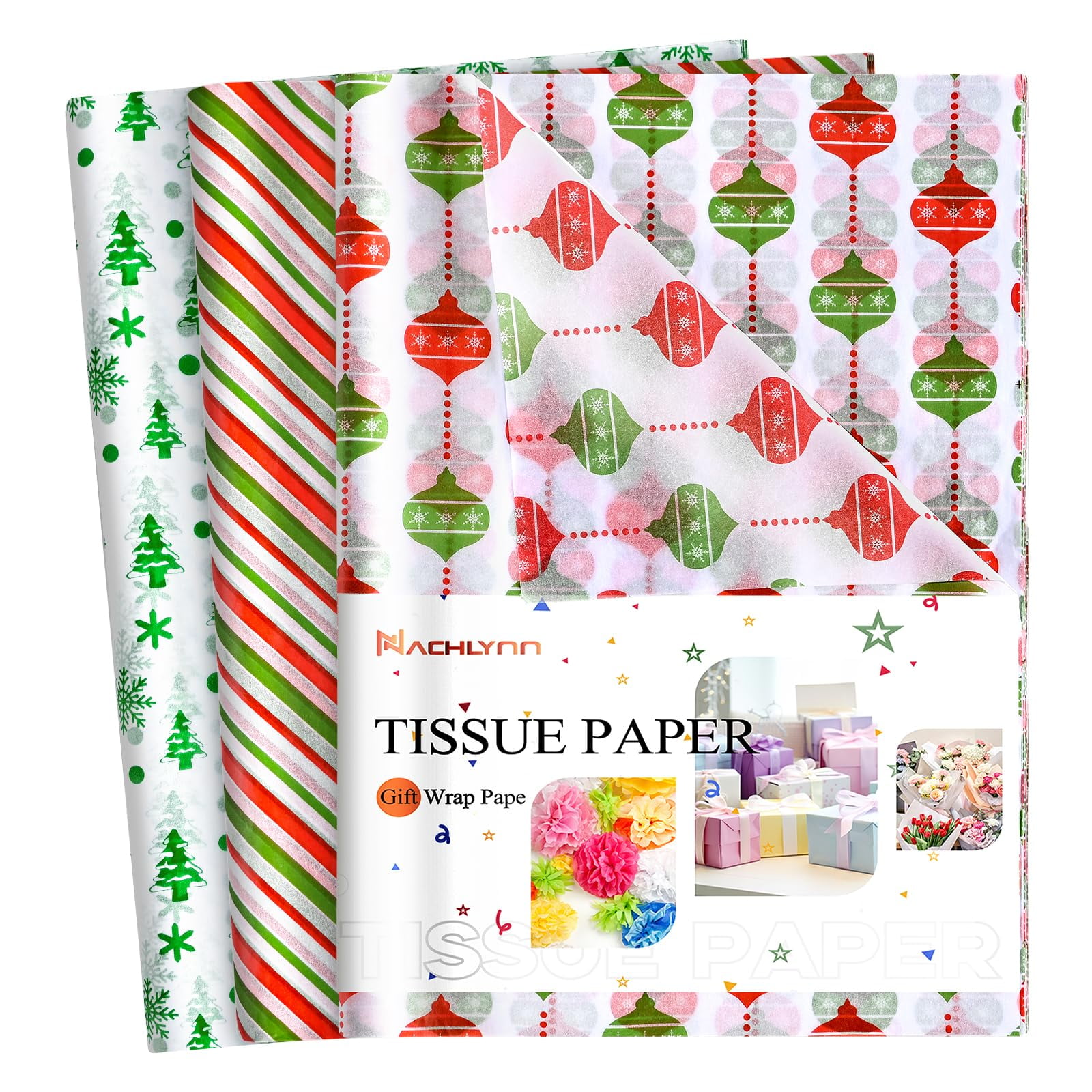 NACHLYNN 90 Sheets Christmas Tissue Paper 20 x 14 inches Baby Shower ...