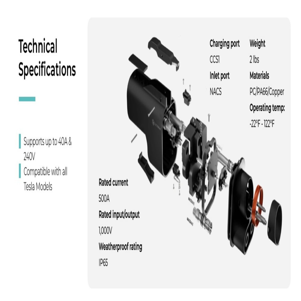 NACS to CCS Electric Vehicle Adapter - 500 Amps / 1,000V - Compatible ...