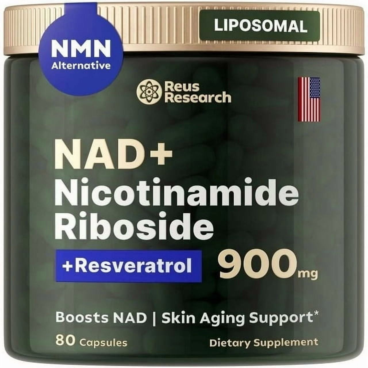 NAD+ 900mg with Resveratrol – 80 Caps: Fuel Mitochondria & Boost Stamina - Walmart.com