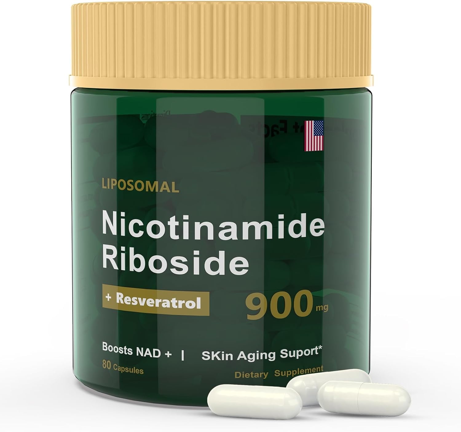 NAD Nicotinamide Riboside Resveratrol 900mg,Liposomal NADSupplement,80 ...