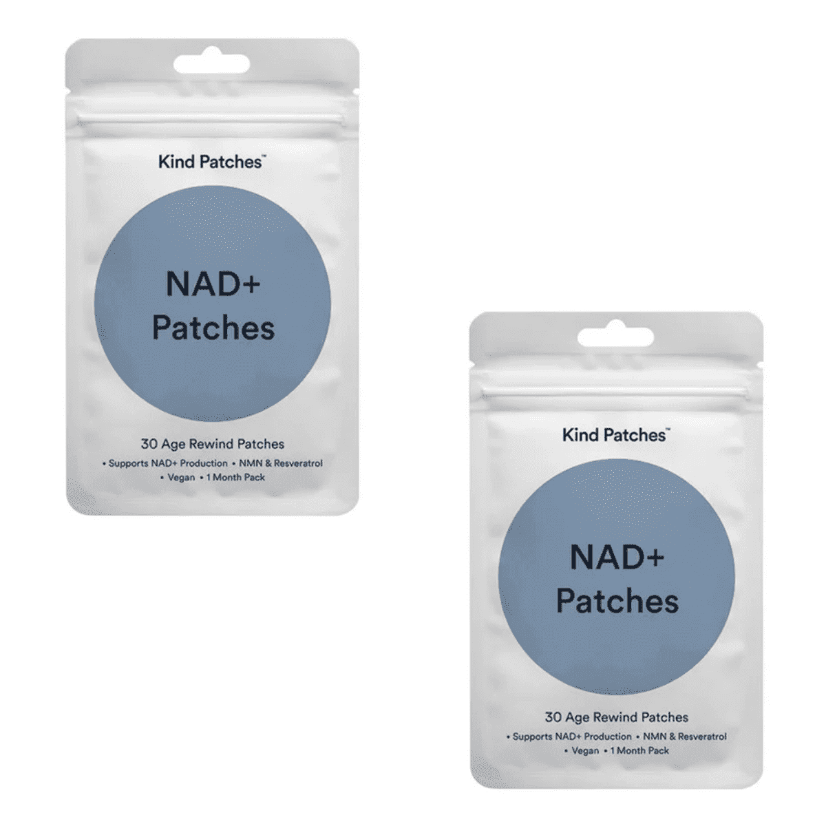 NAD+ Patches with Resveratrol - 2 Pack 30 Each: Nicotinamide, 8-Hour Release, Vegan | Men ...