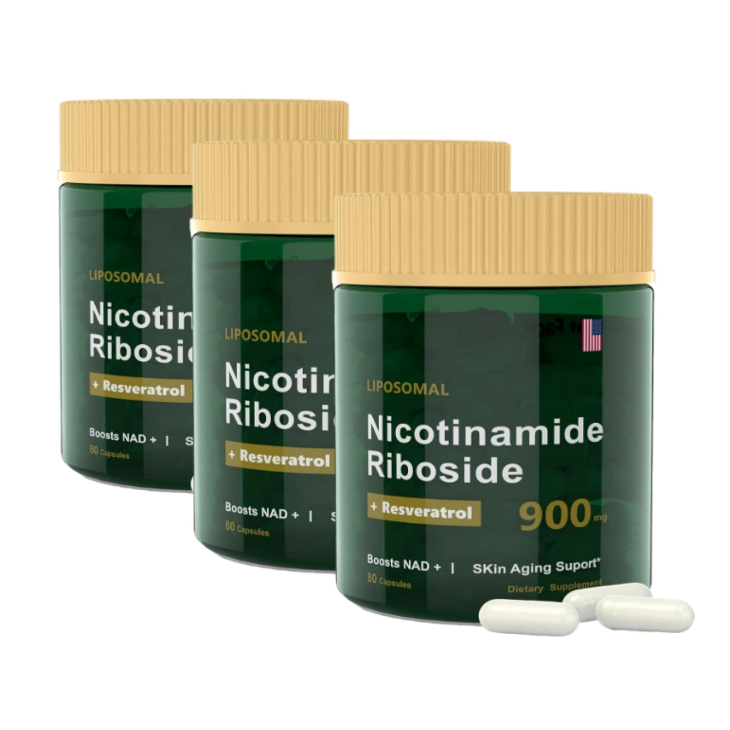 NAD Supplement Nicotinamide Riboside Resveratrol 900mg Liposomal NAD ...
