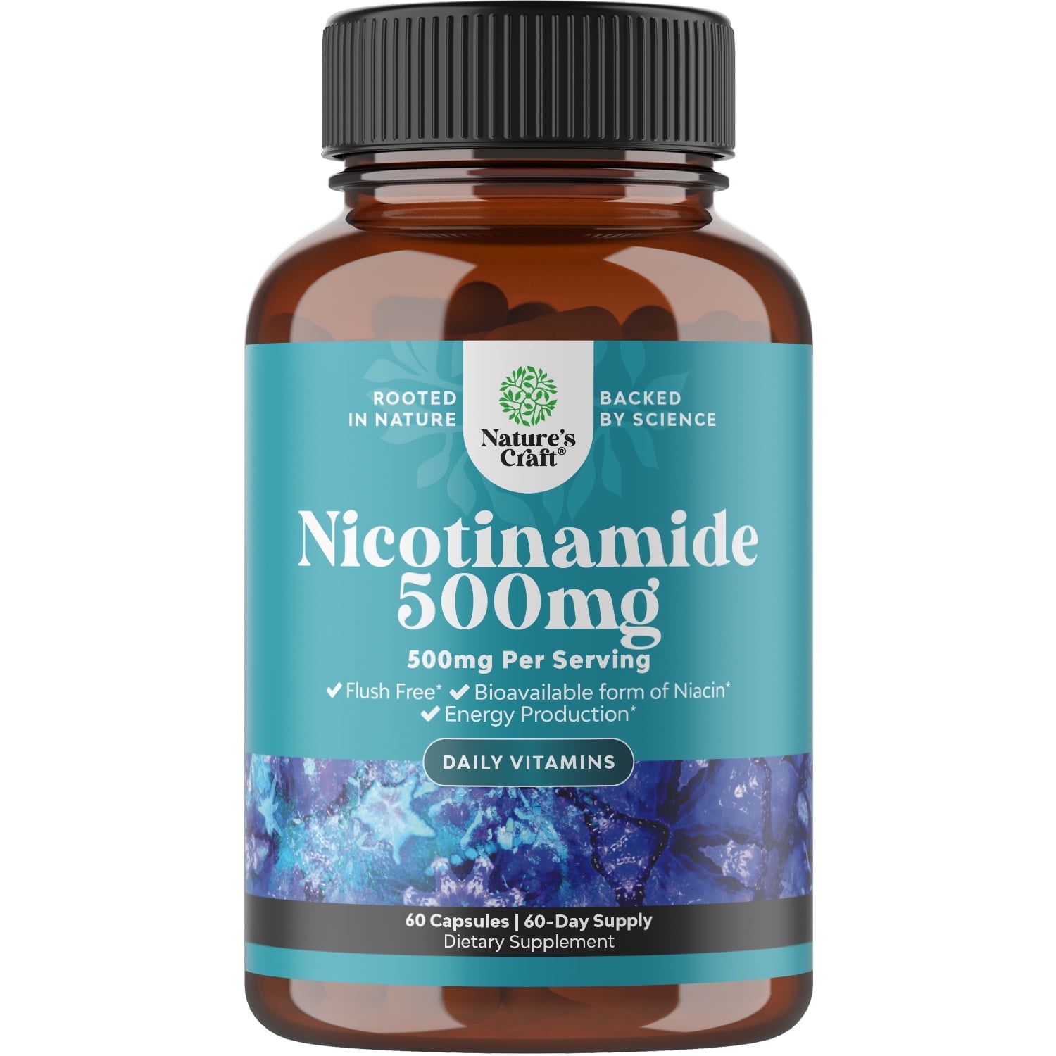 Nature's Craft NAD Niacinamide 500mg - Vitamin B3 Supplement for Energy ...