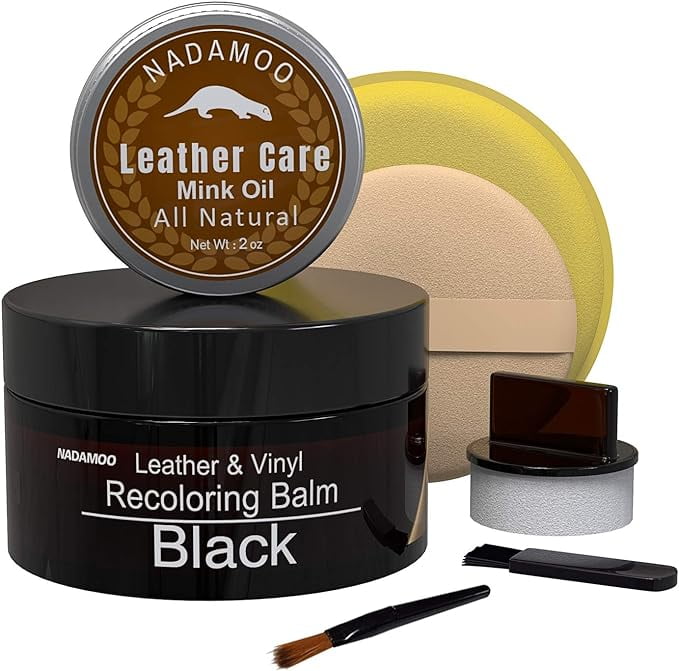 NADAMOO Black Leather Recoloring Balm with Mink Oil Leather Conditioner, Leather Repair Kits for ...