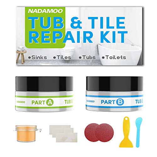 NADAMOO Tub Repair Kit Tile Shower Repair Kit for Fiberglass Porcelain ...