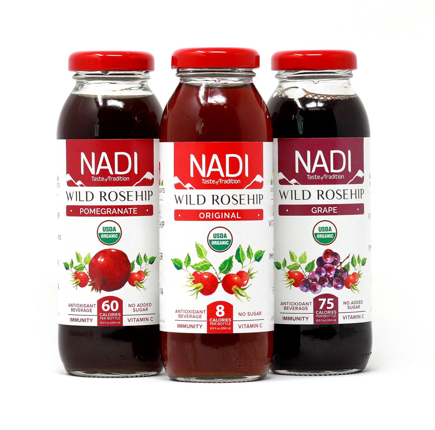 NADI - Wild Rosehip Organic Juices - Variety Pack (Rosehip Original ...