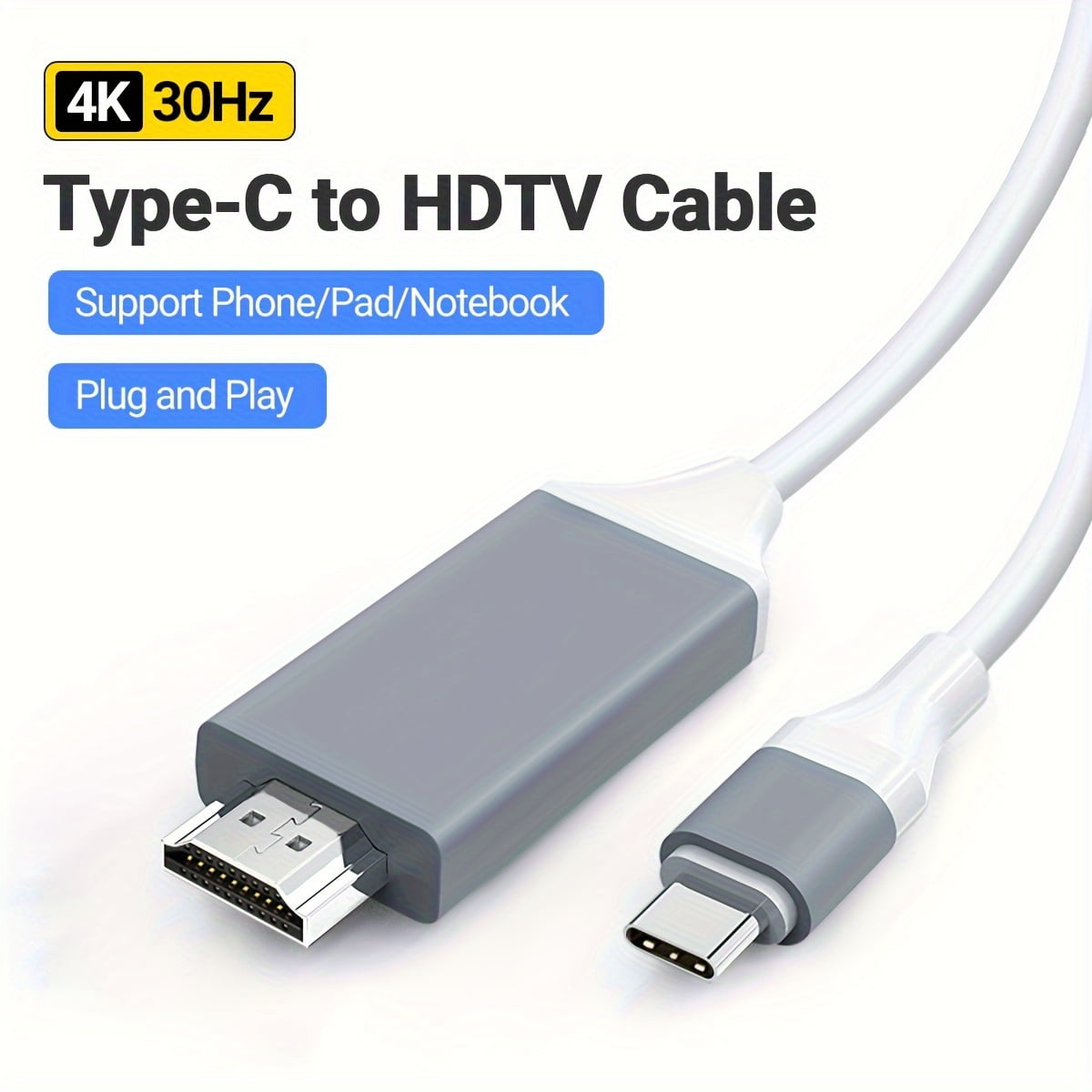 NADODO USB C to HDTV Cable USB Type C to HDTV Cable 6.6ft 4k30Hz ...