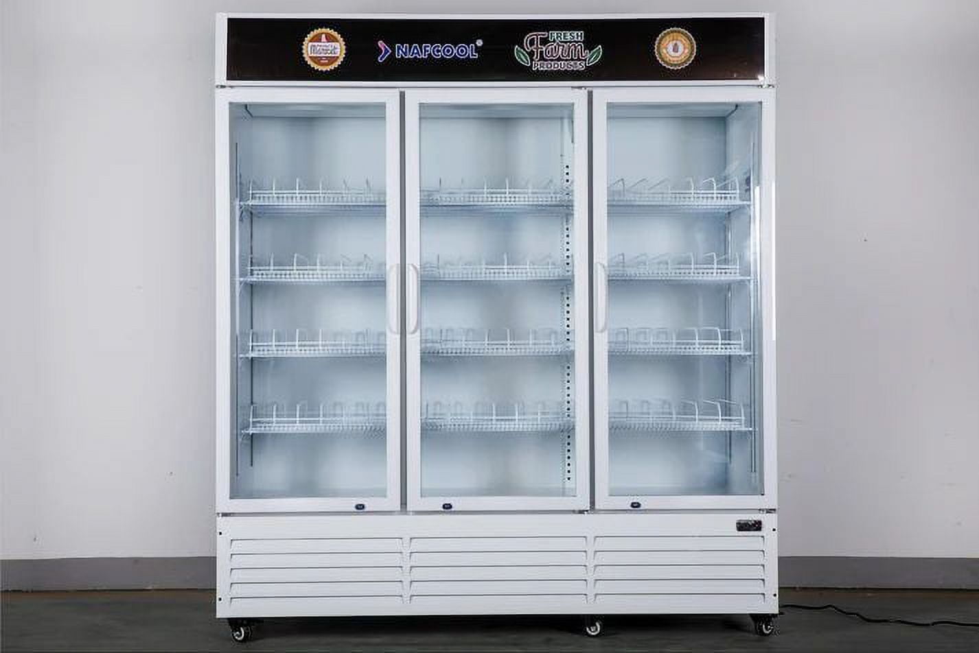 NAFCOOL Commercial Kitchen Refrigerator, 3 Glass Door Beverage Cooler ...