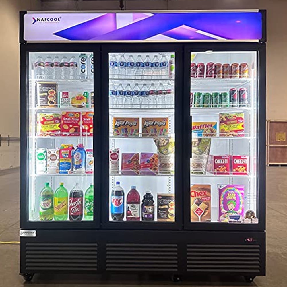 NAFCOOL Industrial Restaurant & Cafe Fridge, Double Glass Door Beverage ...