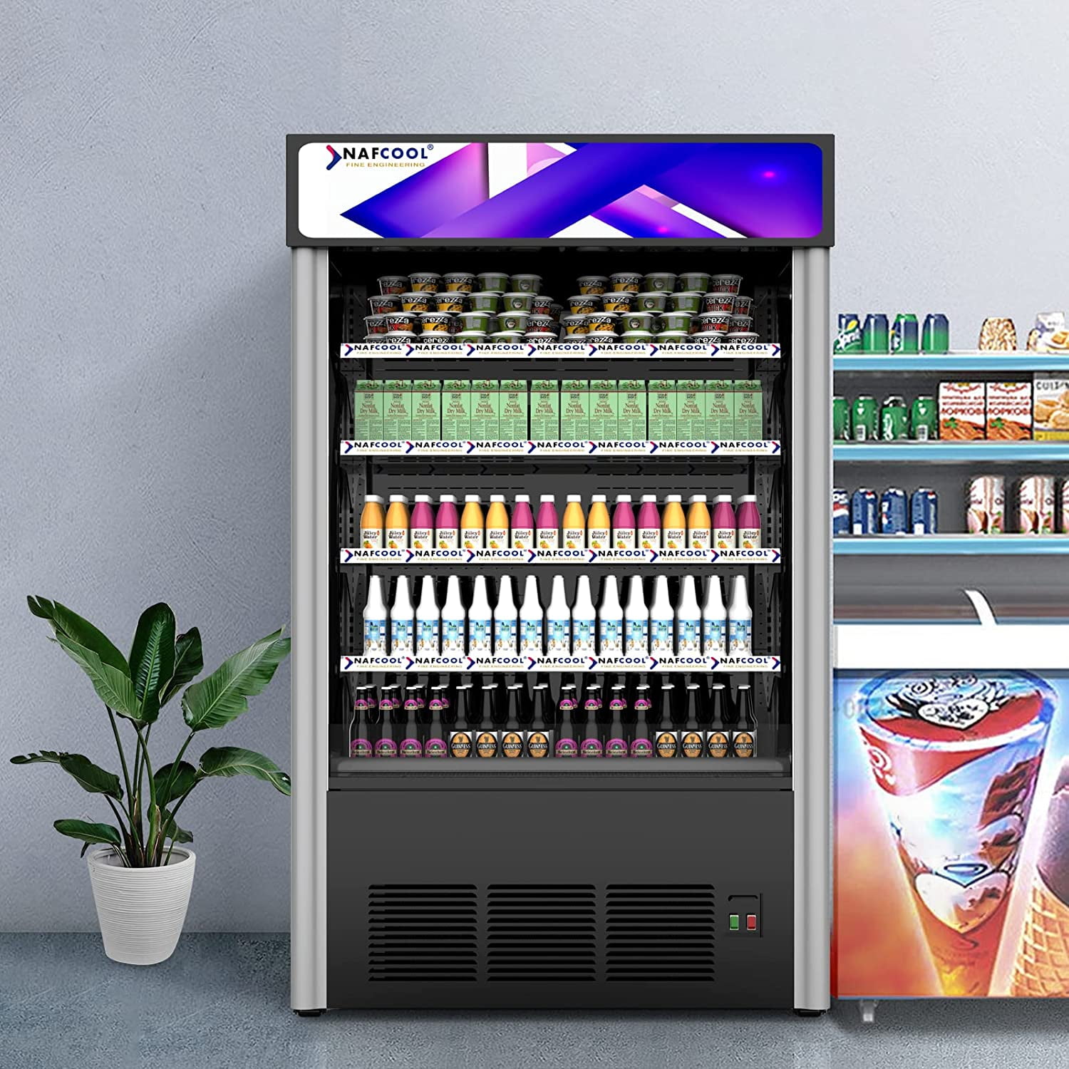 NAFCOOL Open-Air Commercial Refrigerator, Grab and Go Merchandiser ...