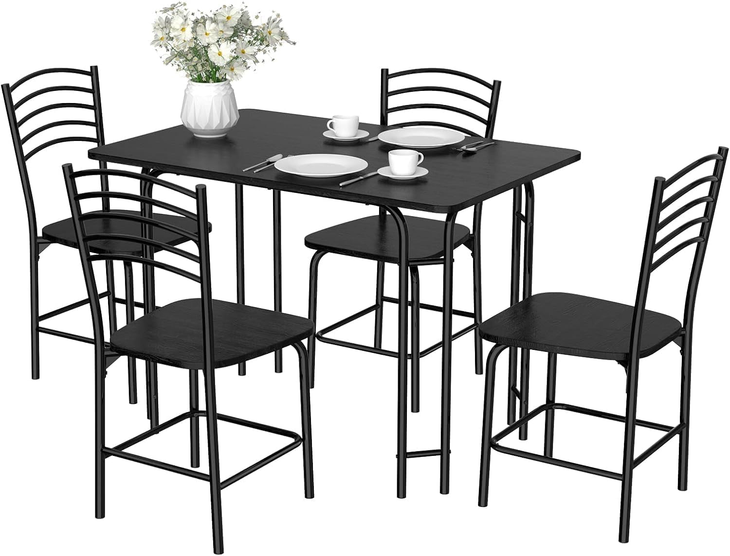 NAFORT 5 Piece Dining Table Set, Small Kitchen Table Chairs Set of 4 ...