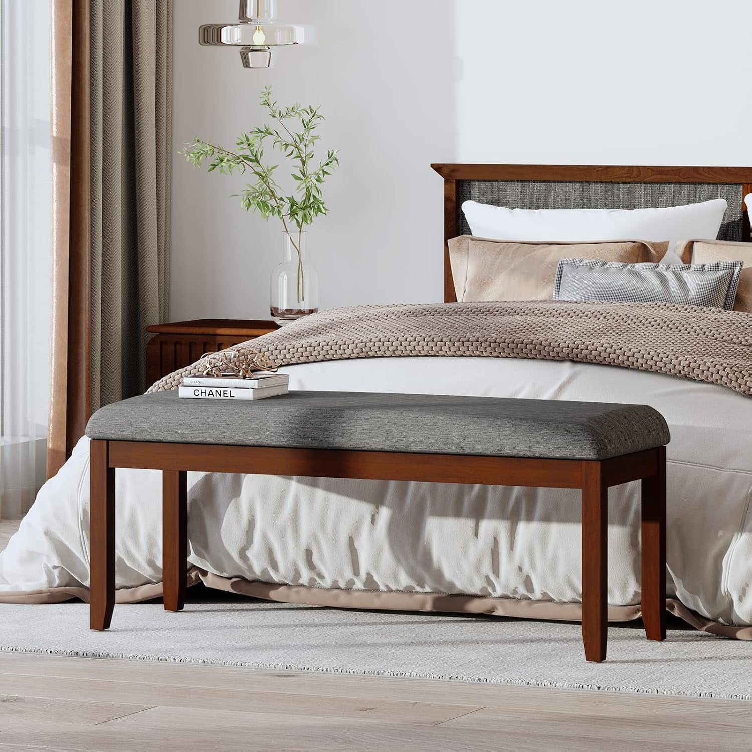 NAFORT Dining Bench Entryway Bench Upholstered Dining Bench, Rubberwood ...