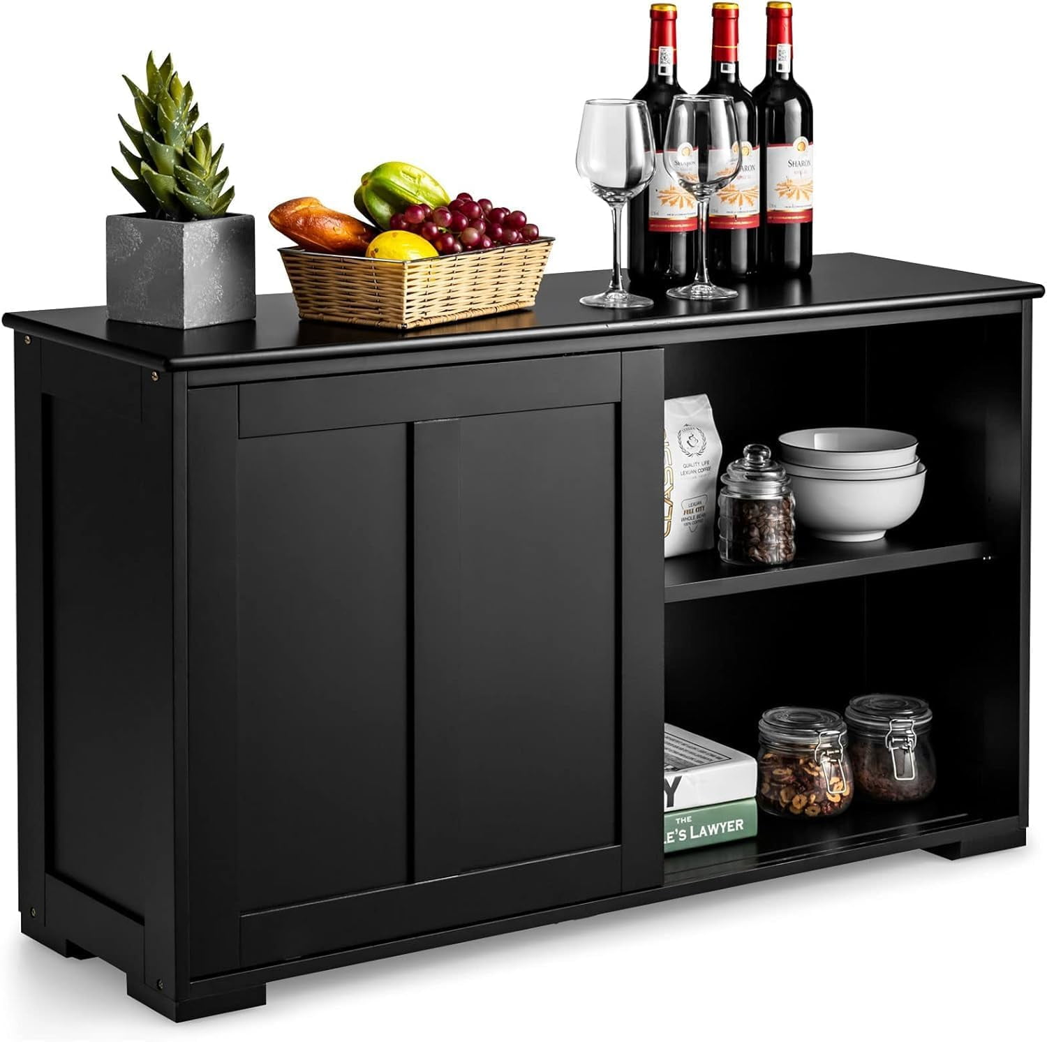 NAFORT Sideboard Buffet Cabinet with Adjustable Shelves, Modern Storage ...