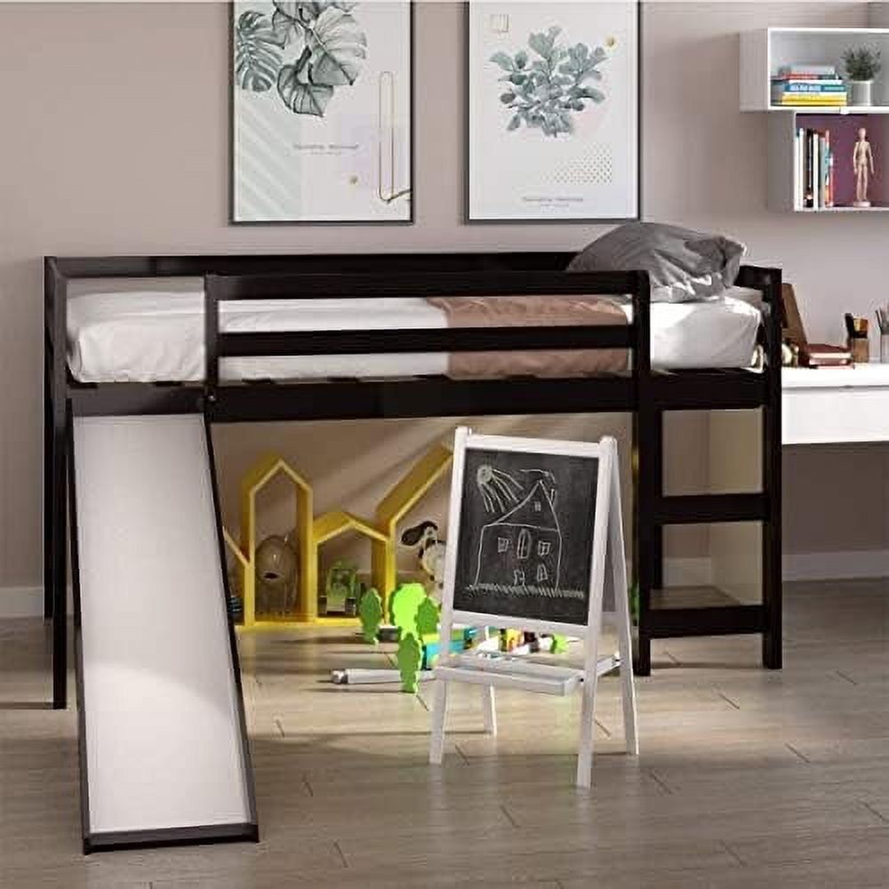 NAFORT Twin Loft Bed with Slide, Low Loft Bed with Stairs, Solid Wood ...