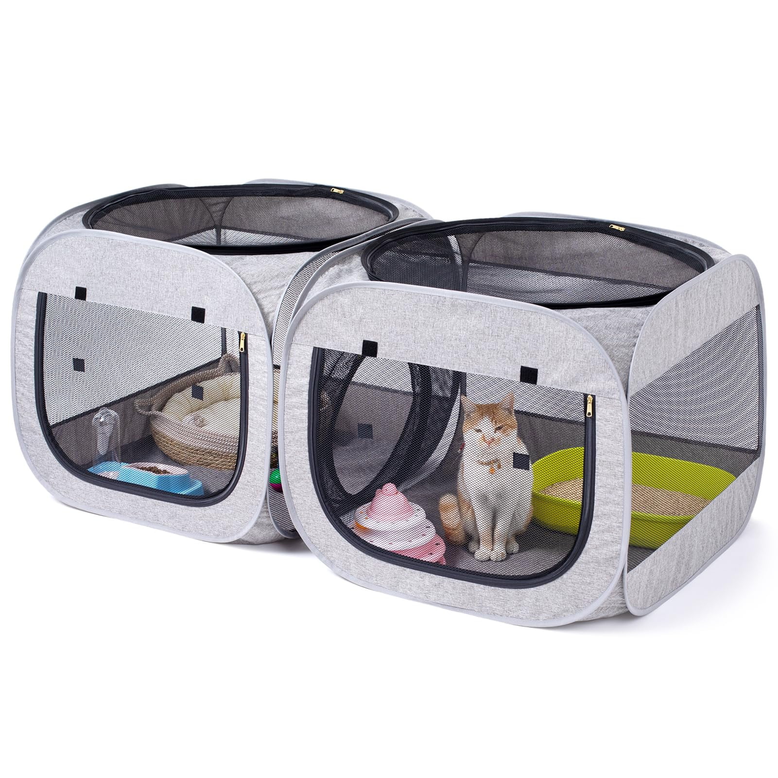 NAFU Foldable Pop-Up Square Pet Playpen with Large Compartment ...