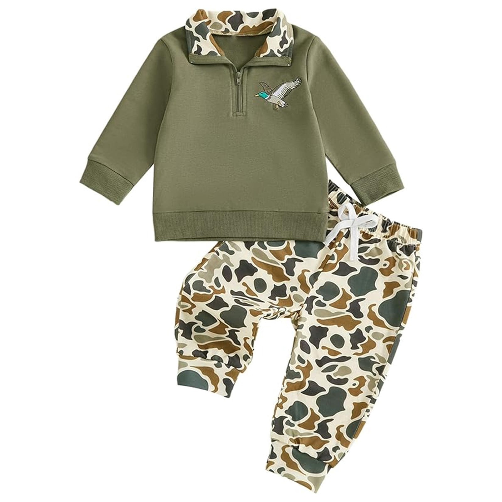 NAFUU Boys Outfits Set Solid Color Crew Neck Embroidered Long Sleeve ...