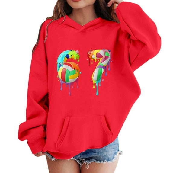 NAFUU Fashion Girls Hoodies Kids Graphic Print Hooded Sweatshirt With ...
