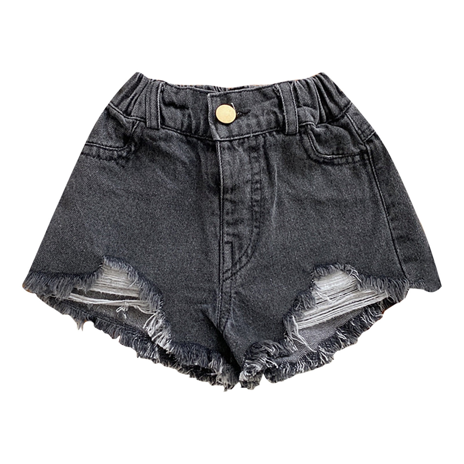 NAFUU Girls Jean Shorts Girl's Ripped Jean Shorts High Waist Straight ...