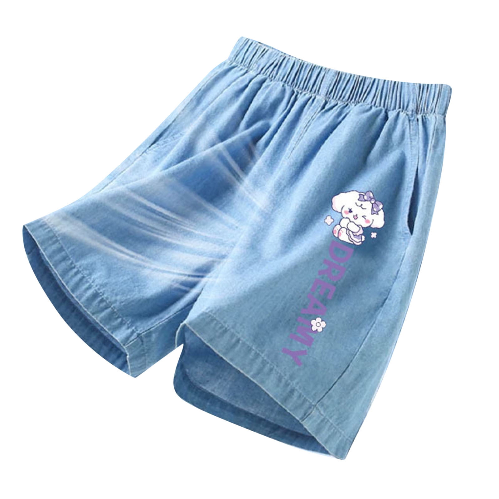 NAFUU Girls Jean Shorts Girls Jeans Shorts Denim Bermuda Elastic Waist ...