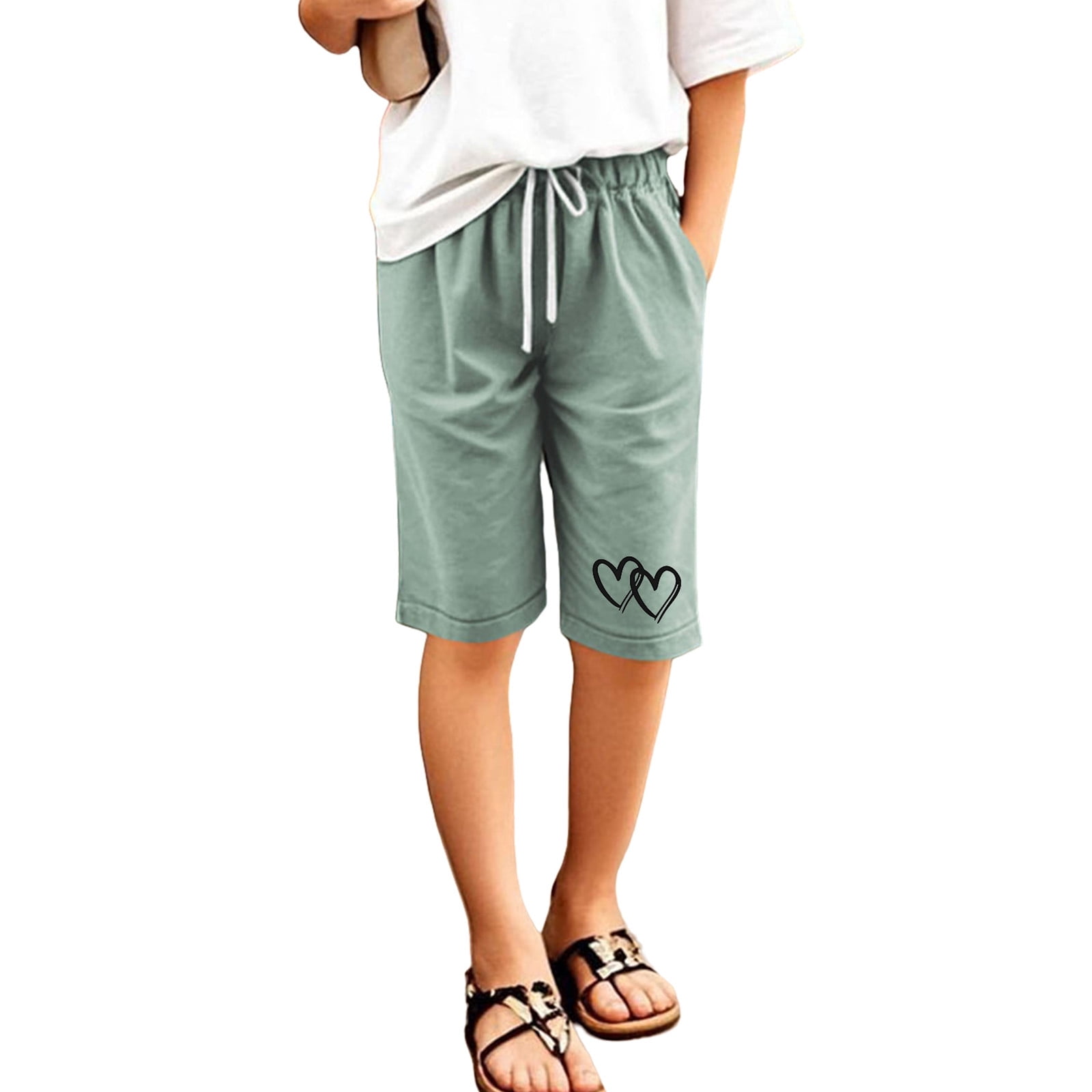 NAFUU Girls Pants Casual Letter Printed With Pocket Elastic Waist ...